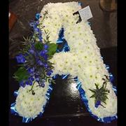Massed Letters with Spray, Ribbon or Foliage Edge - Funeral Flowers